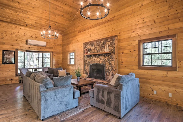 Deck, Games & Fire Pit: Modern Pine Cabin! - Pine, AZ